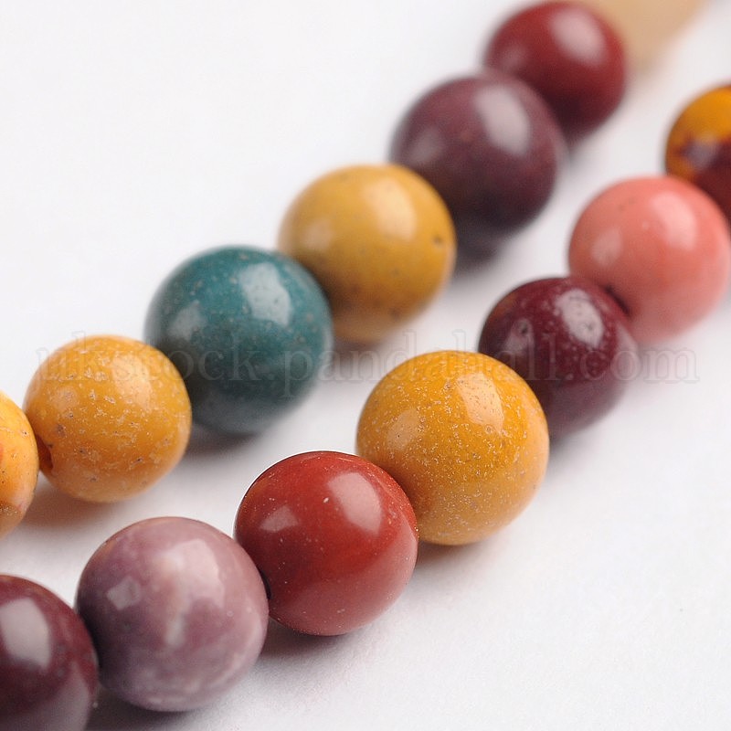 Wholesale Round Natural Mookaite Gemstone Bead Strands, 4mm, Hole: 1mm ...